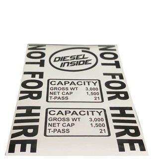 Hyundai H100 Van Car Sticker set Capacity Diesel and Not For Hire ...