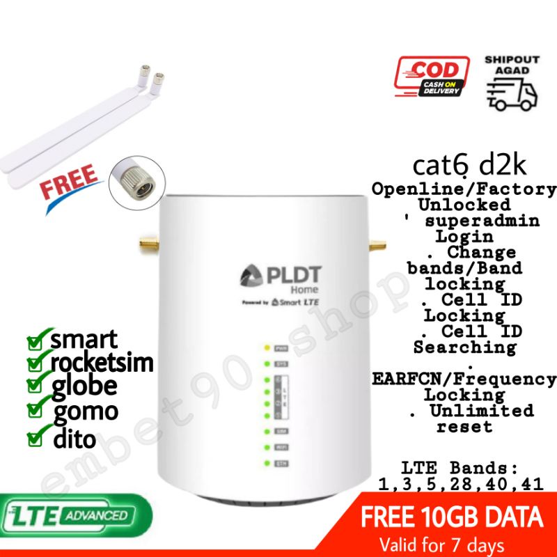 Pldt Home Prepaid Wifi Openline LTE Advanced Cat6 D2k Greenpacket with antenna | Shopee Philippines