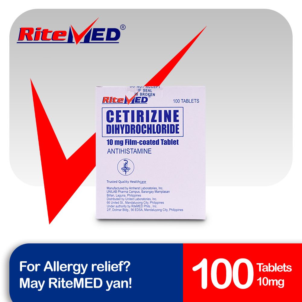 RiteMED Cetirizine (Jocet-10) 100 Tablets (Cough Relief) | Shopee ...