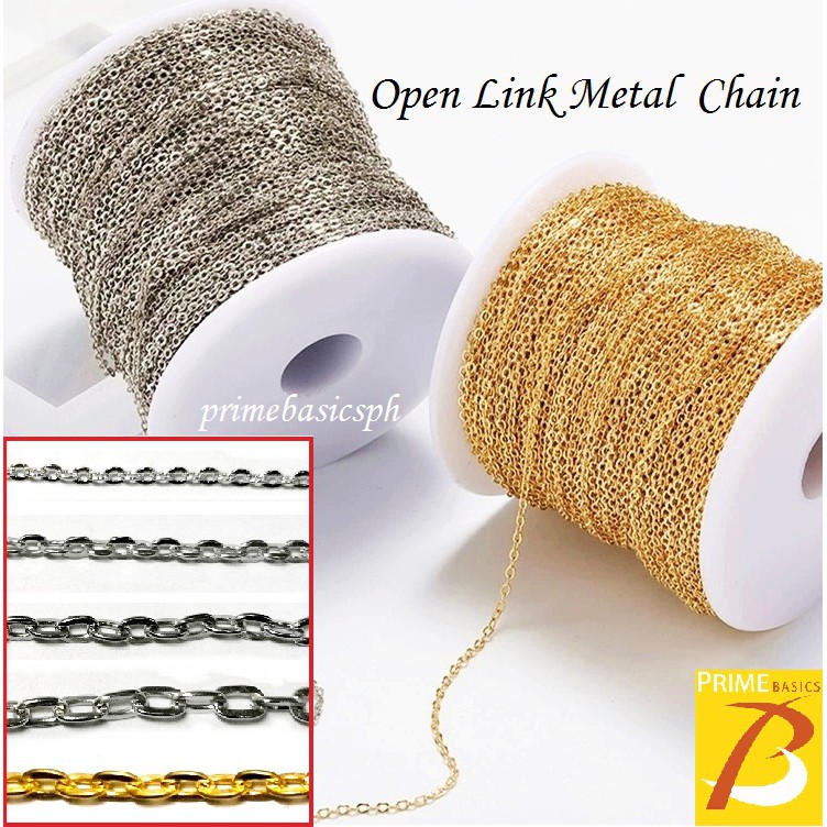 Metal Chain Open Link (1 Meter) Silver Gold metal alloy chain Jewelry ...