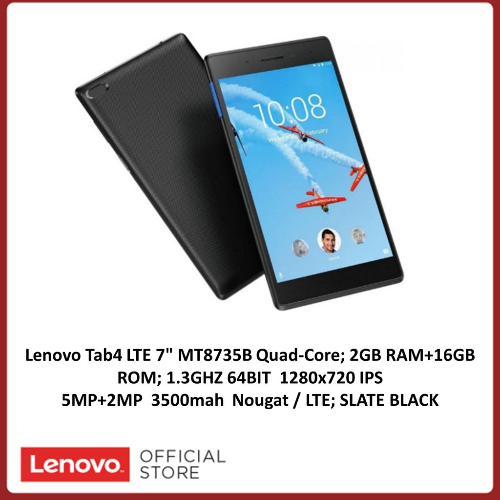 Lenovo Tab 4 LTE 7" (2GB RAM+16GB ROM, Slate Black) Tablet | Shopee ...