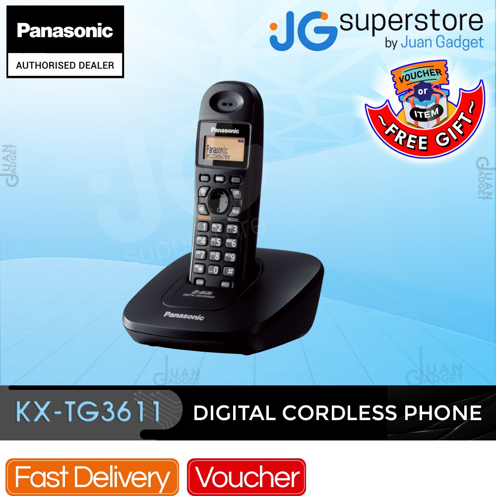 Panasonic KX-TG3611 2.4GHz SXM Digital Cordless Speaker Phone with Caller ID, Black | JG ...