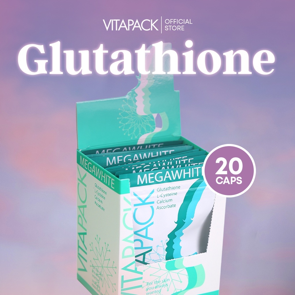 VITAPACK Megawhite Glutathione Skin Whitening Supplement Box (20 caps ...