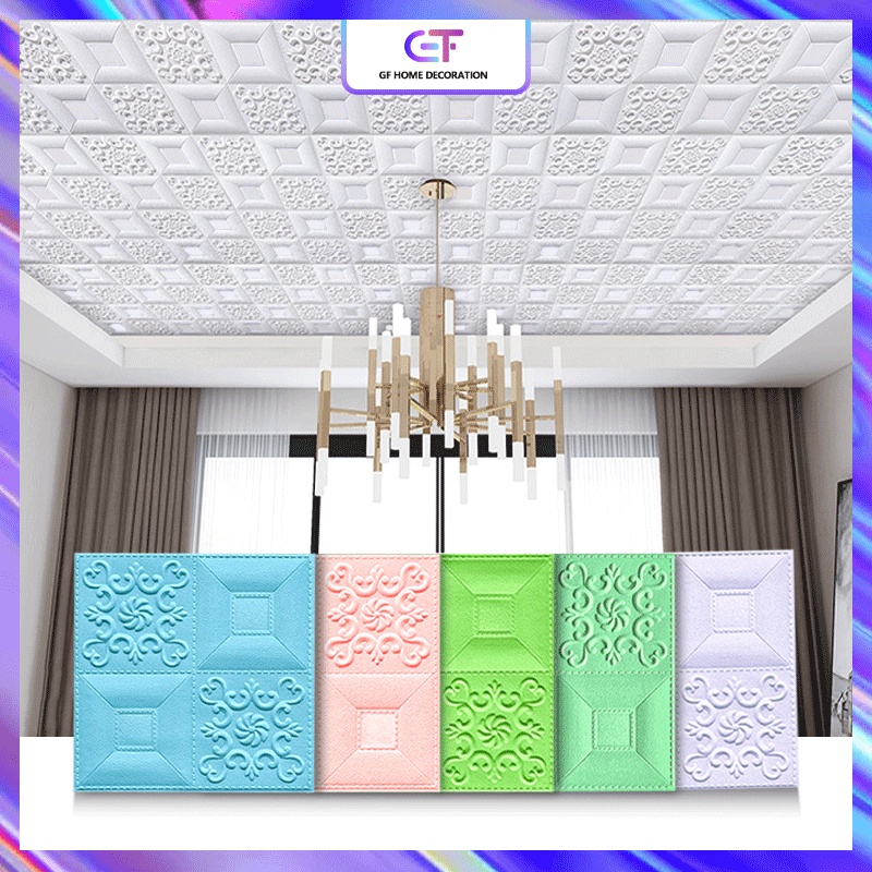 Ceiling Wallpaper 3D Foam Bricks Waterproof Sticker Self Adhesive Wall ...
