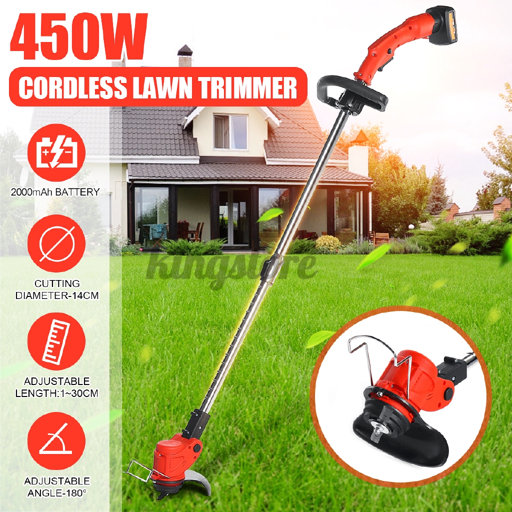 450W Garden Brush Cutter Cordless String Lawn Weed Grass Trimmer Lawn ...