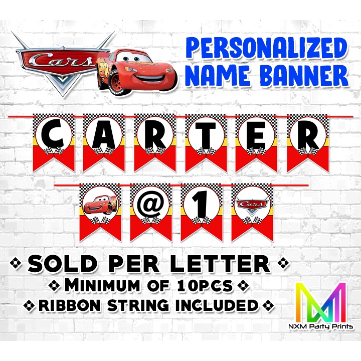 DISNEY CARS Name Banner Buntings Banderitas McQUEEN diy birthday decor ...