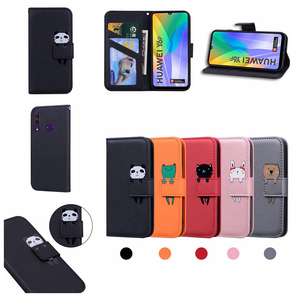 Fashion Cartoon Animals Flip Case Huawei Y6P 2020 PU Leather Soft TPU ...