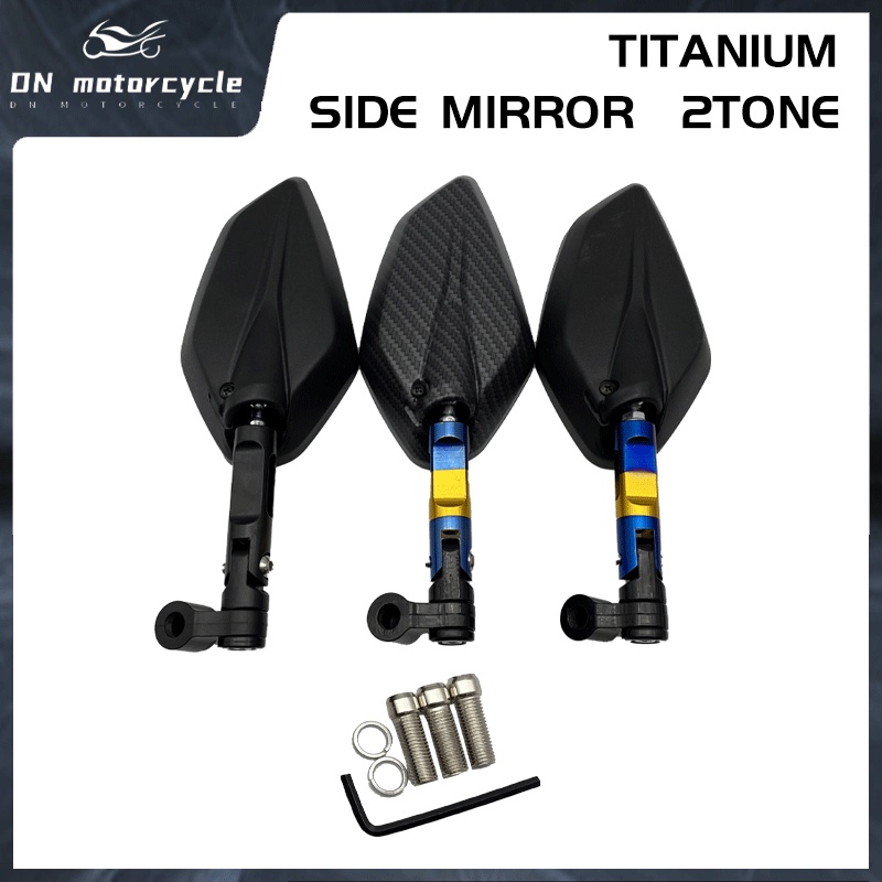 Titanium Side Mirror 2tone Short Stem Universal CNC black/carbon Made ... Titanium Side Mirror 2tone Short Stem Universal CNC black/carbon Made ...