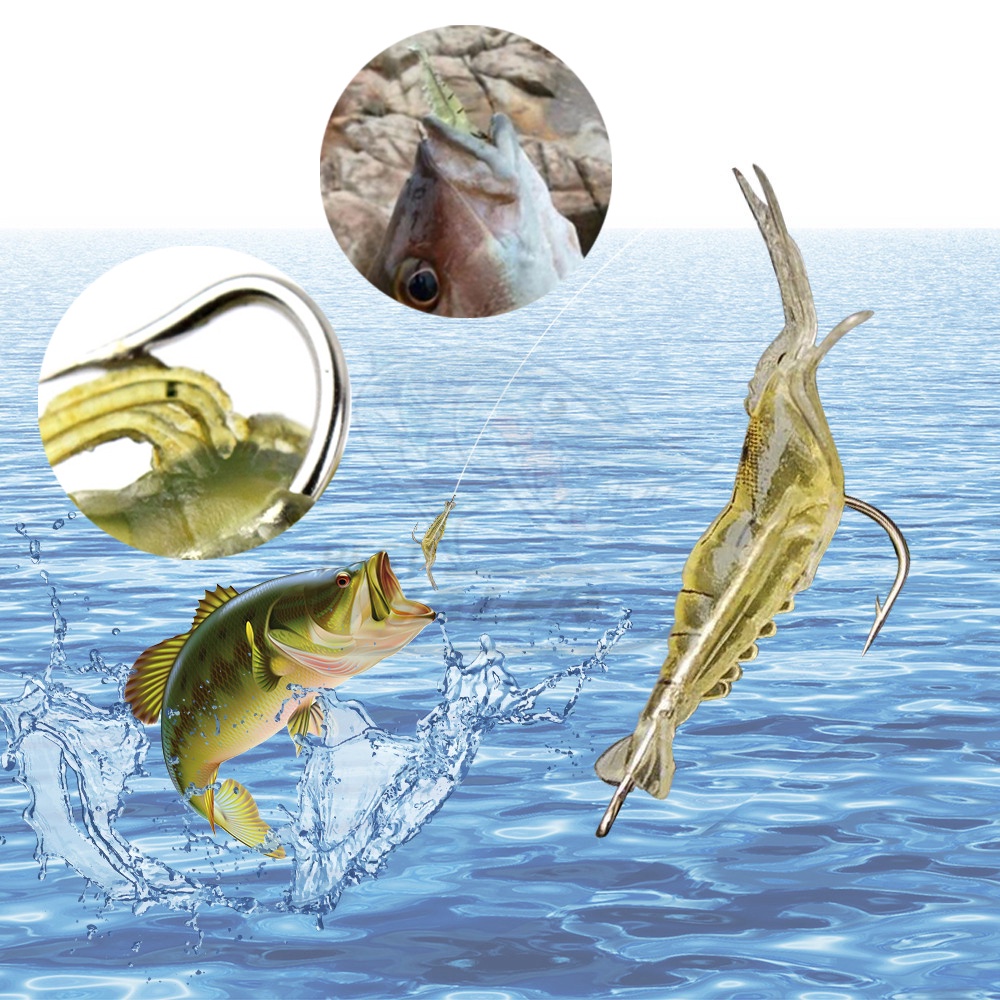 Soft Shrimp Bait Luminous Artificial Worm Fishing Lure With Hook ...