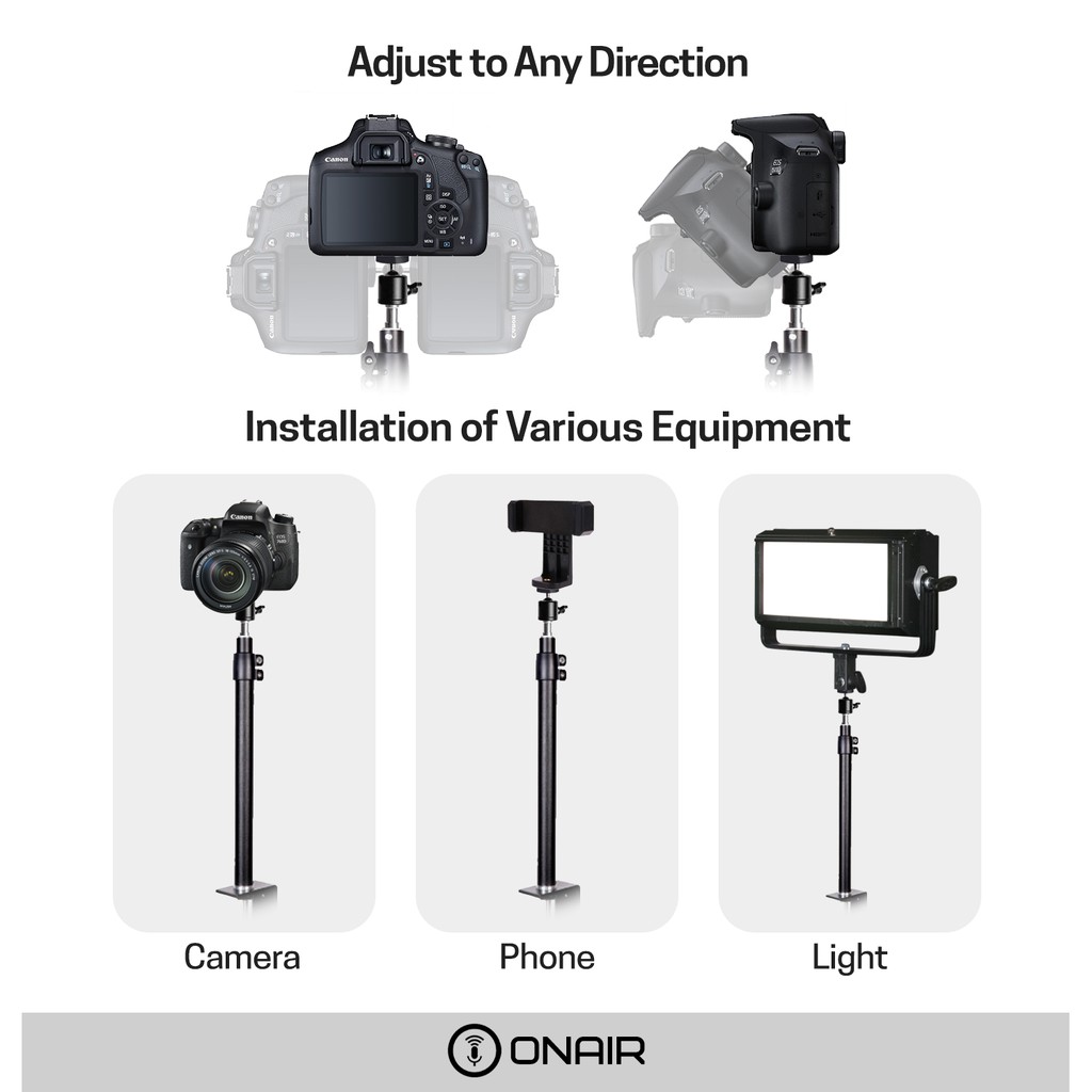 ONAIR Webcam Ring Light DSLR Camera Desktop Stand with C- Clamp and ...