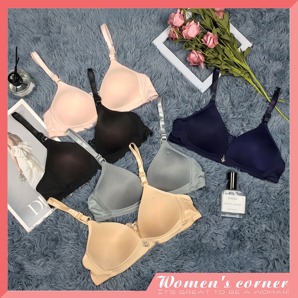 WM Front Lace-trim Non-wire Seamless Plunge Bra with Tag | Shopee ...