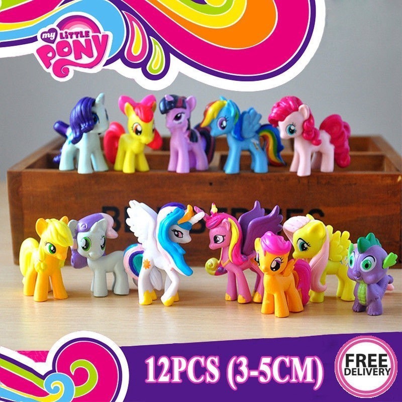 12Pcs My Little Pony Bundle Cake Decorations Figures Set Toy | Shopee ...
