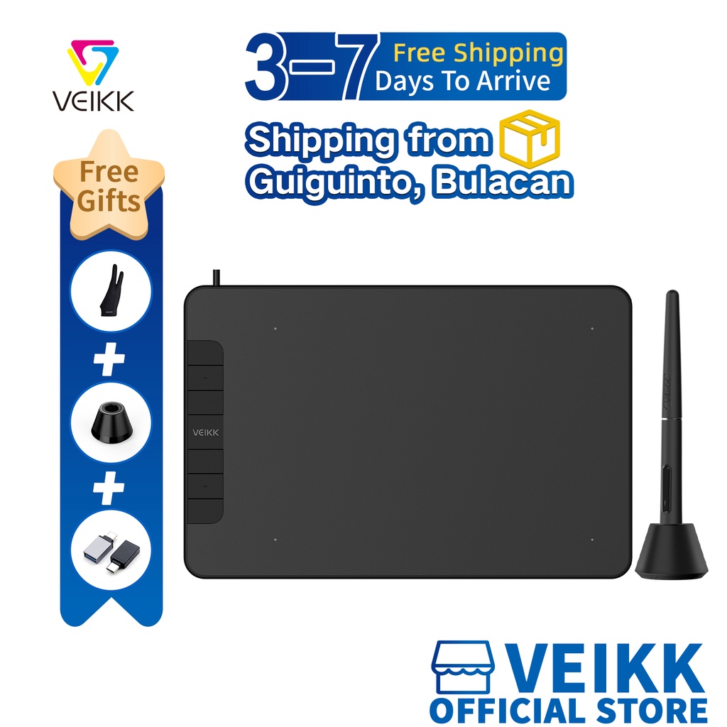 VEIKK VK640 Drawing Tablet Pen Tablet 6x4 Inch Support Android Phone ...