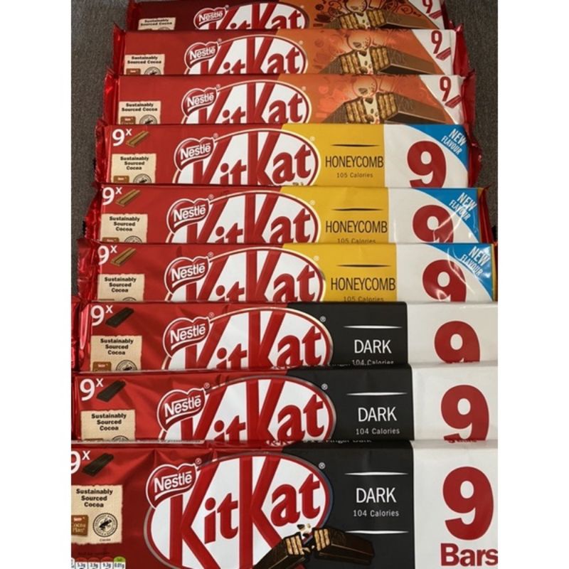 Kit Kat 9 Bars 2 Fingers Wafer Milk Chocolate DARK/HONEYCOMB/ORANGE ...