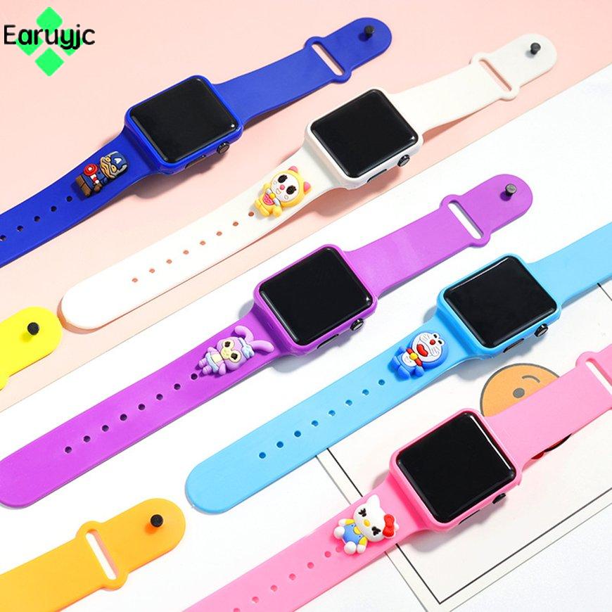 Square LED cartoon kids sports watch silicone touch digital watch ...