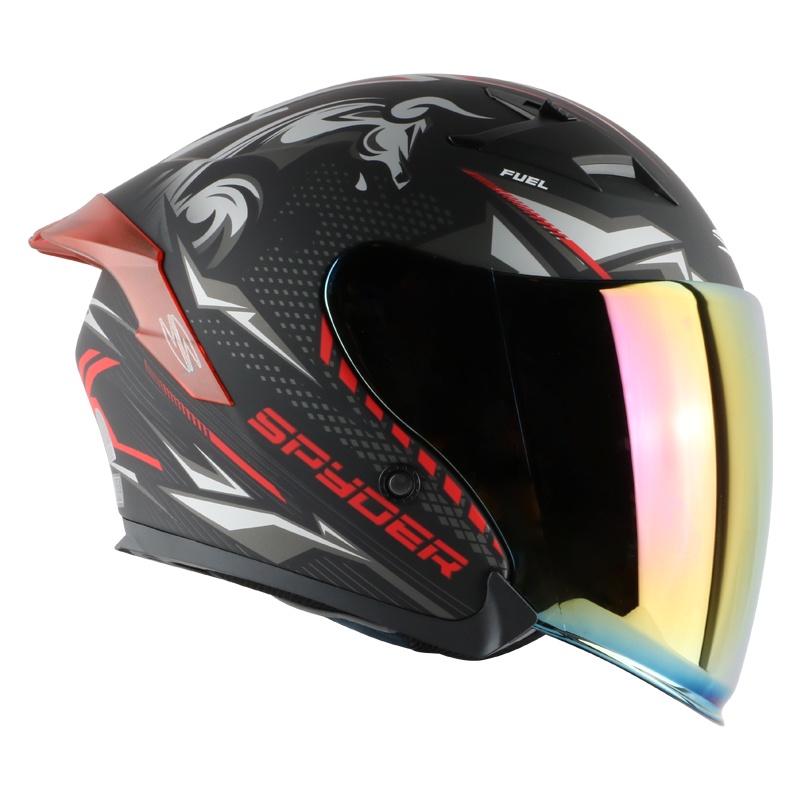 Spyder Open-face Helmet with Dual Visor FUEL GD S2 RAGE- (FREE CLEAR ...