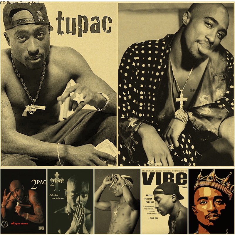 Hip Hop Singer Tupac Retro Poster Kraft Paper 2PAC Prints Posters ...