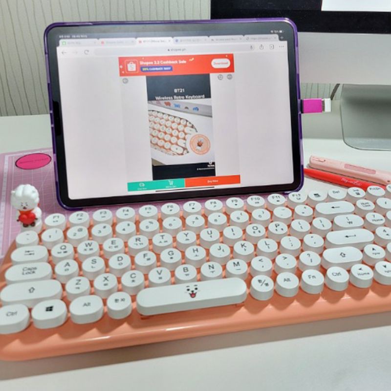BT21 Official Baby Wireless Retro Keyboard + Keycap Line Friends Royche Authentic Goods K-POP ...