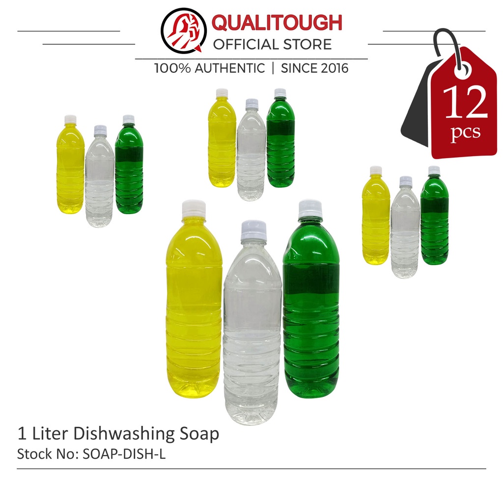 12pcs 1 Liter Dishwashing Soap (odorless clear, lemon yellow, calamansi ...