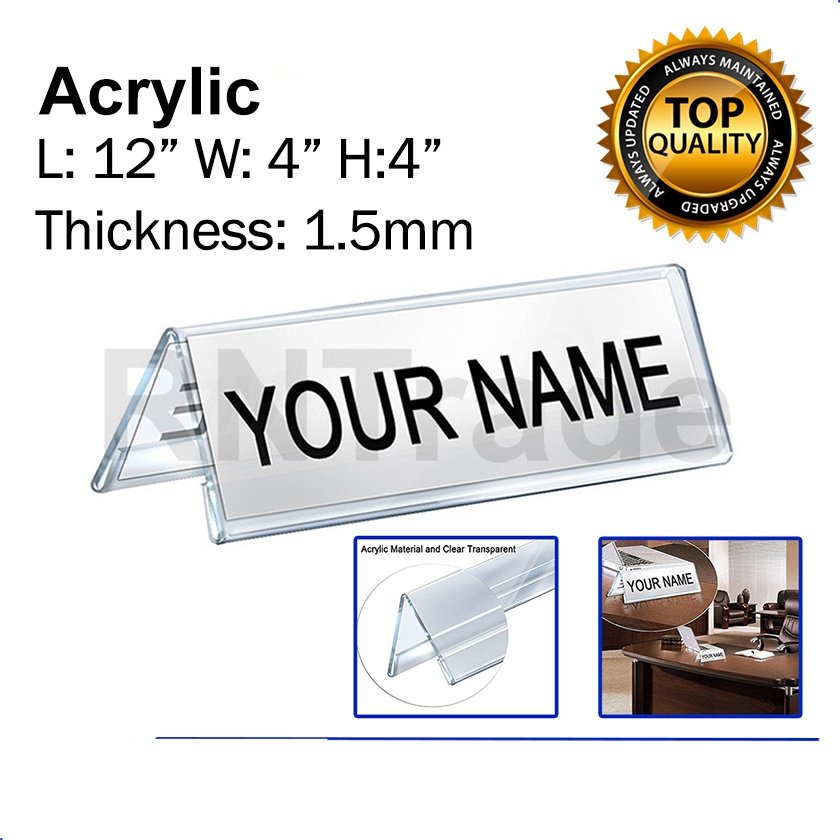 1pc of 12inches Clear Transparent Acrylic Desk Stand Name Plate Holder ...