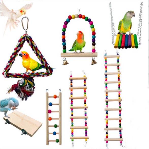 Parrot bird toy Hanging Climbing Ladders Swing Stand Bell String Parrot ...