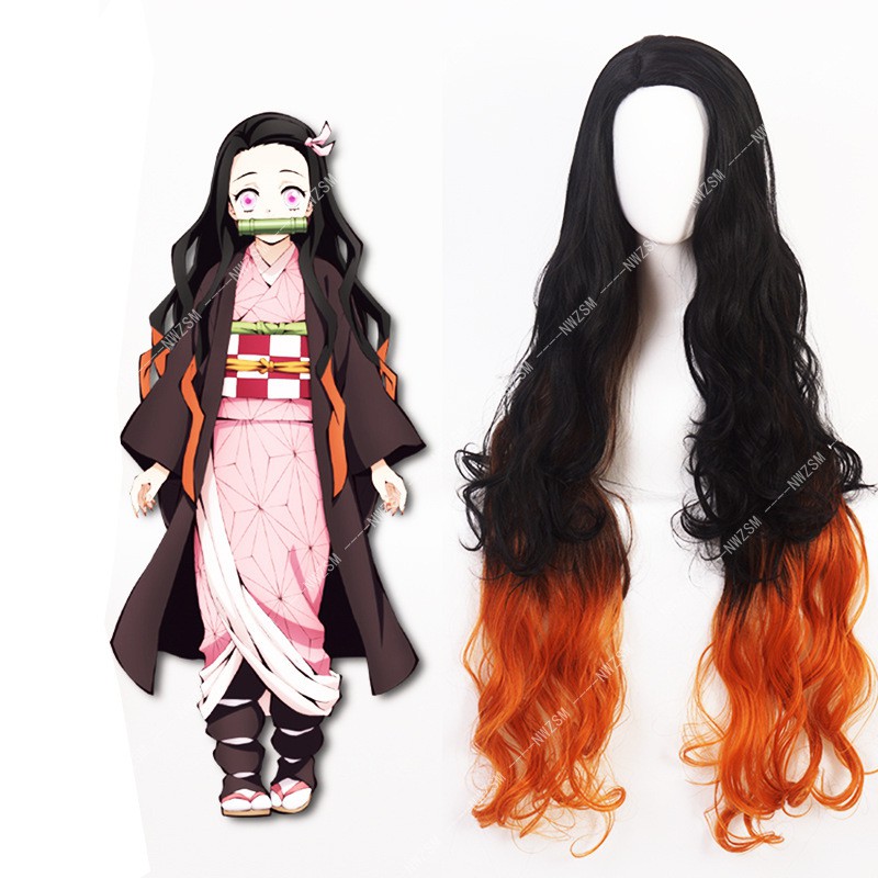 2021♙Kamado Nezuko Wig Demon Slayer: Kimetsu no Yaiba Nezuko Cosplay ...