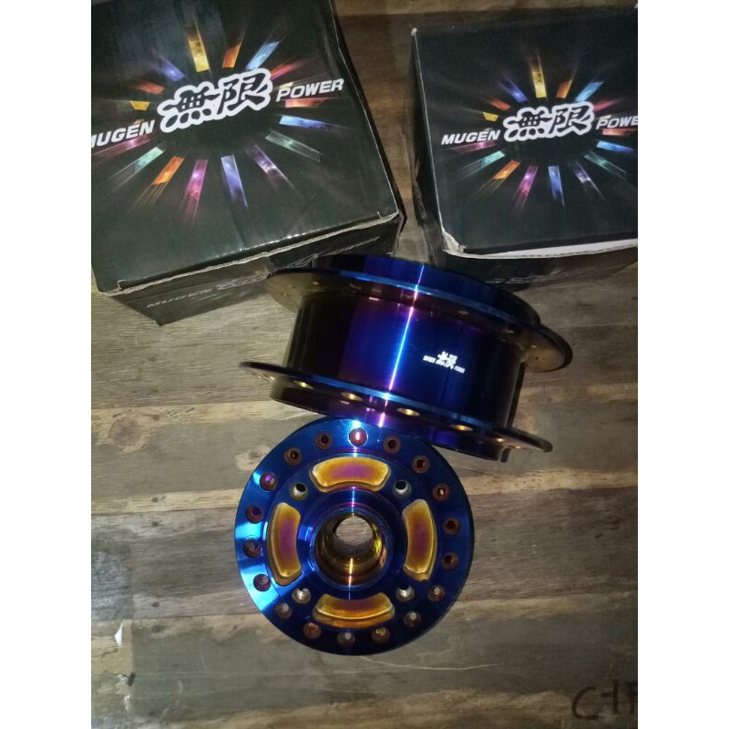 Mugen/YAMAKOTO Titanium Blue & silver Hub set Front and Rear XRM/Wave ...