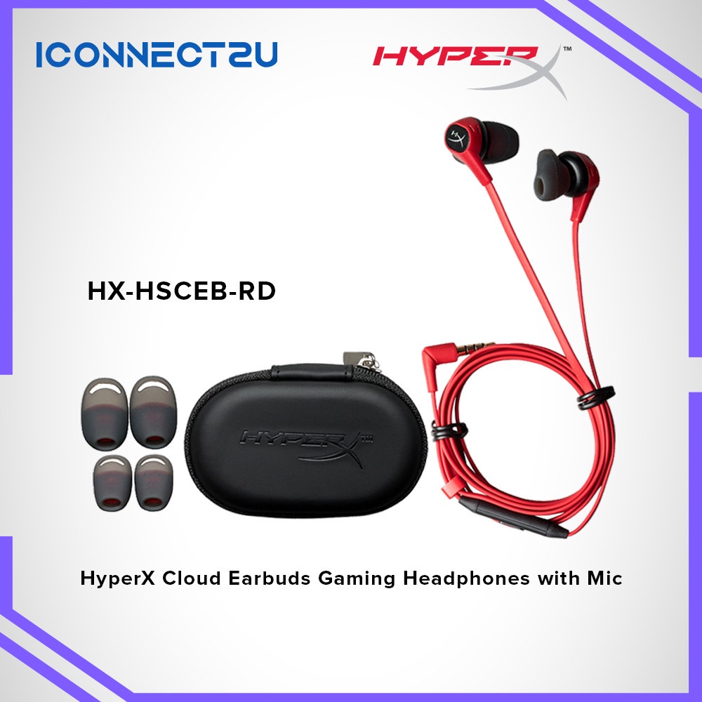 HyperX Cloud Earbuds with Mic Gaming Headphones (HX-HSCEB-RD) | Shopee ...