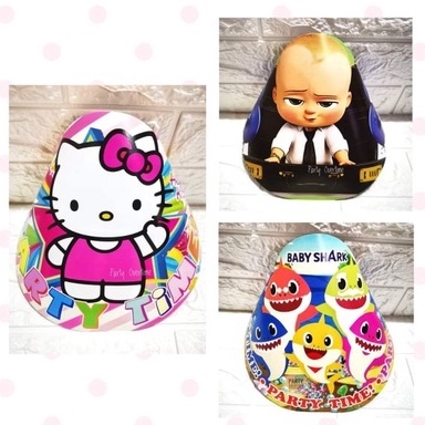 10 pcs Party Hat Hello Kitty Boss Baby Shark Birthday Christening ...