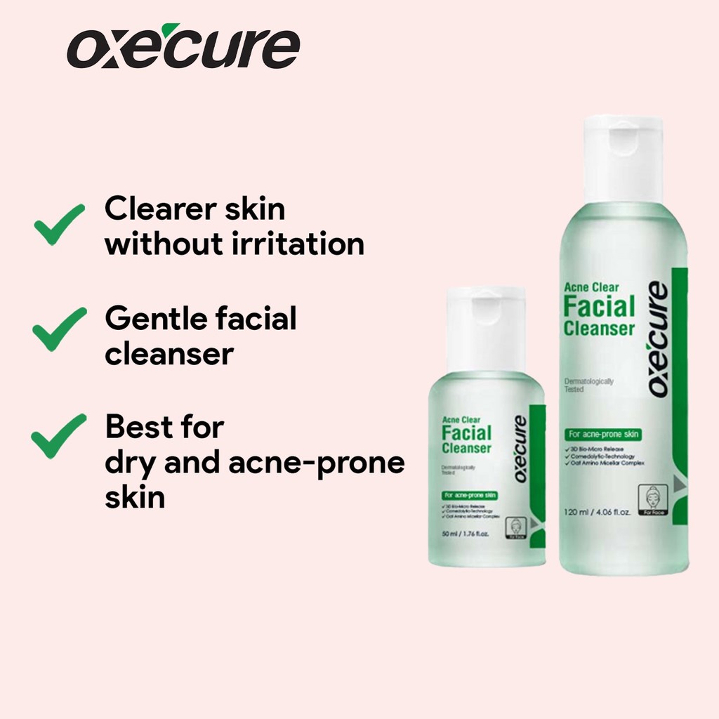 OXECURE Acne Clear Facial Cleanser 50ml/120ml | Shopee Philippines