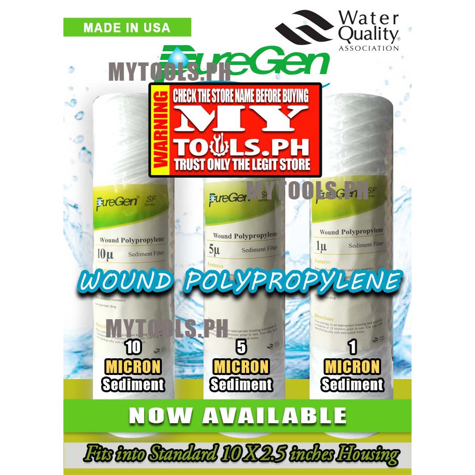 10SL PureGen String Wound Filter Cartridge Sediment 10 x 2.5-inches ...