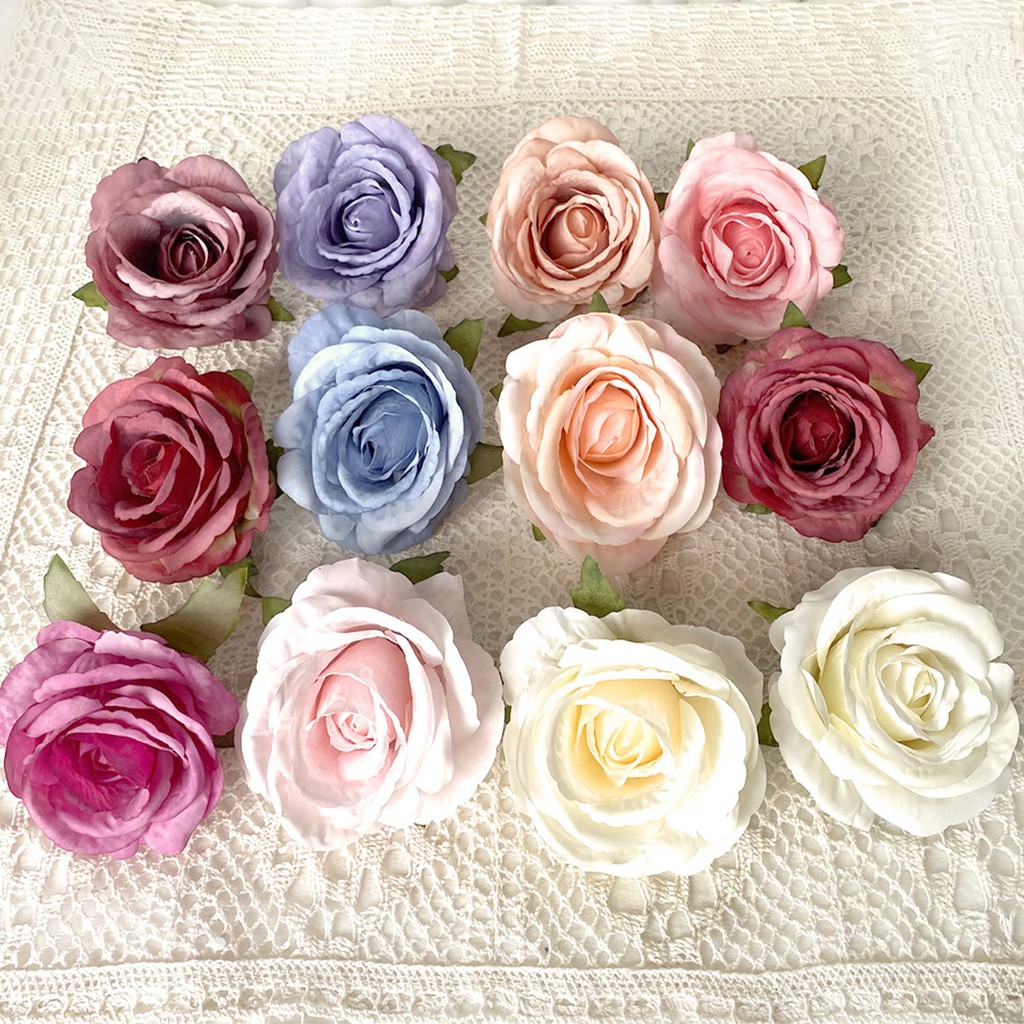 High Quality 10cm Retro Pulp Artificial Rose Heads Flower Pulp Flowers ...
