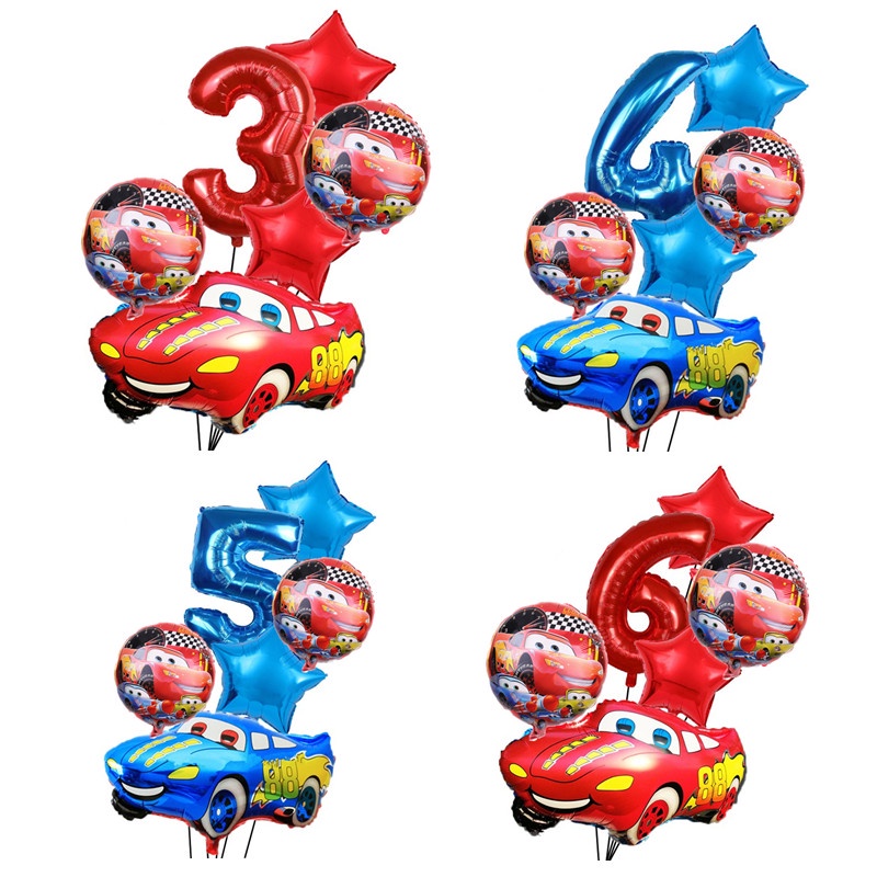 6pcs Racing Cars Lightning Mcquee Balloon Set Kids Birthday Party ...