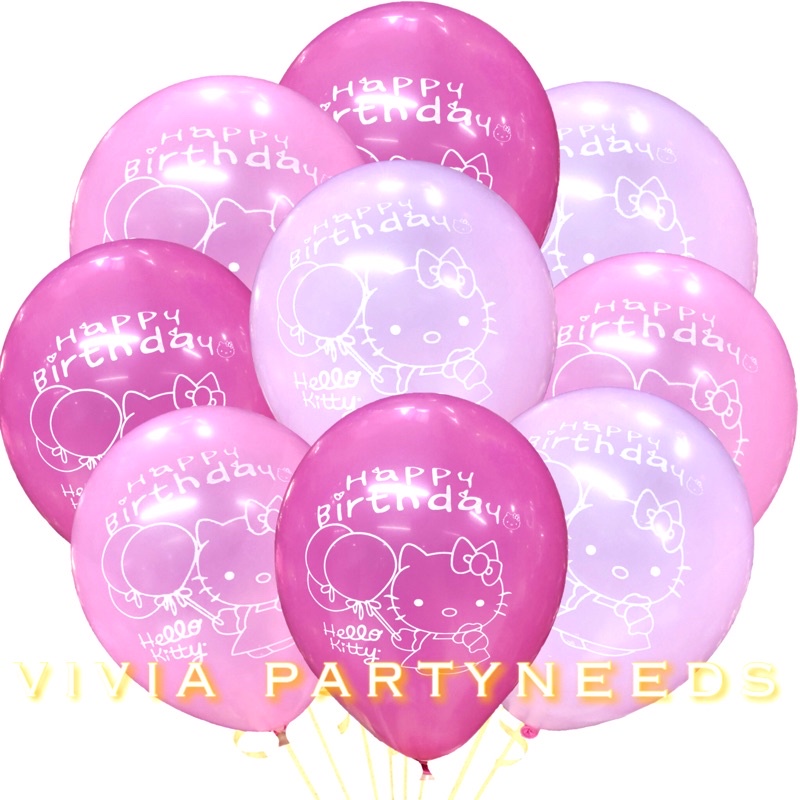 25pcs 12inches Hello Kitty Happy Birthday Balloon Party Decoration ...