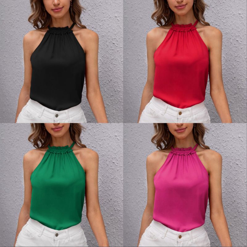 TRENDY C KEYHOLE BLACK HALTER TOP(100% ORIGINAL) | Shopee Philippines