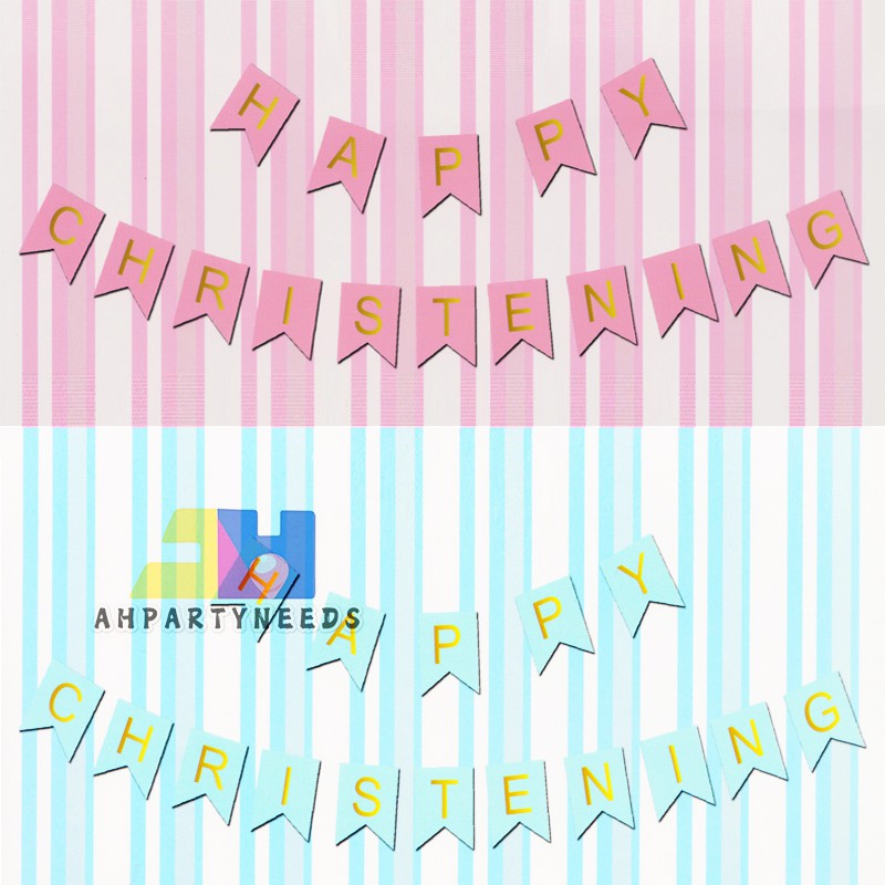 Happy Christening Paper Bunting Letter Flag Christening Party Garland ...