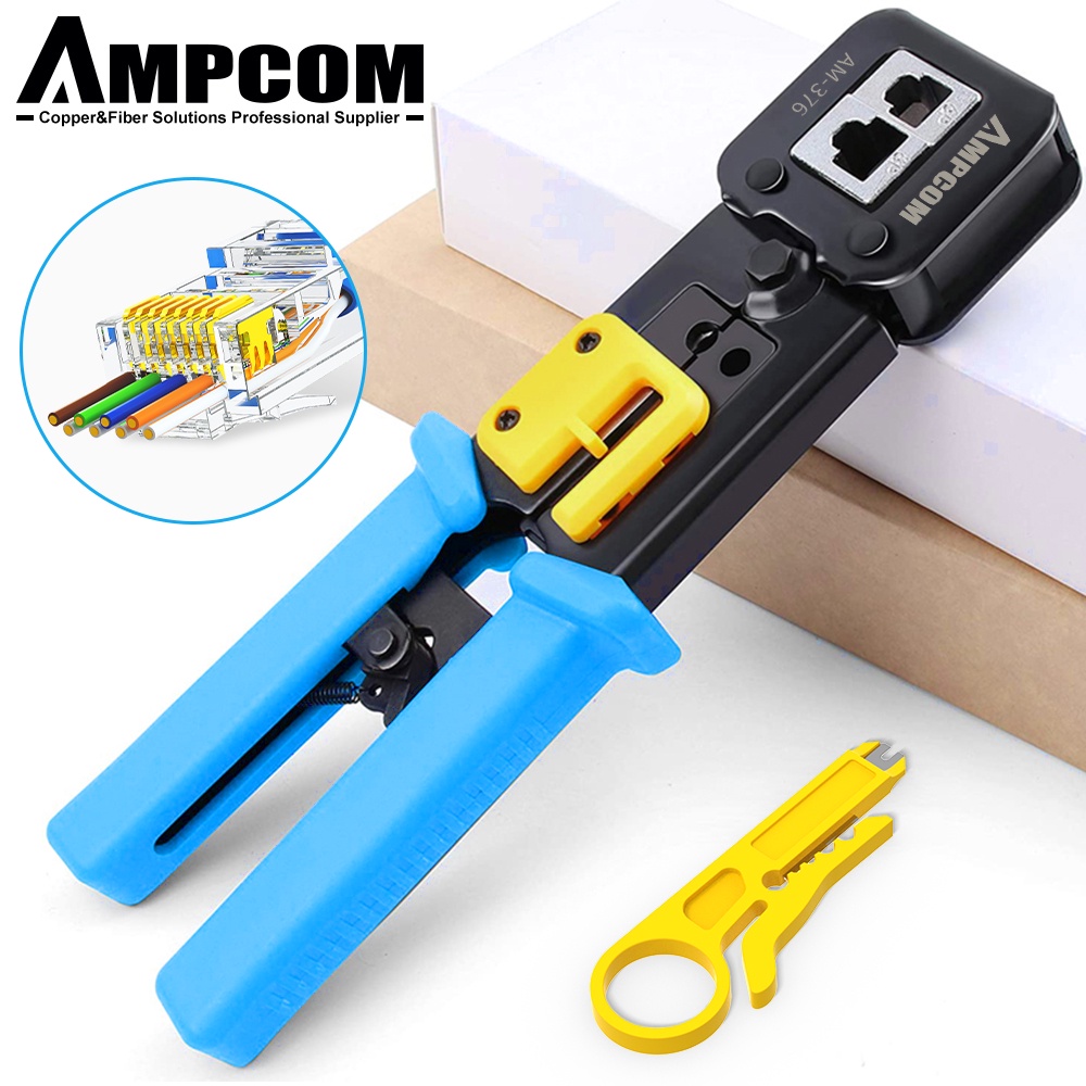 AMPCOM RJ45 Crimp Tool Ratcheting Hand Tools For 6P 8P Multifunctional ...