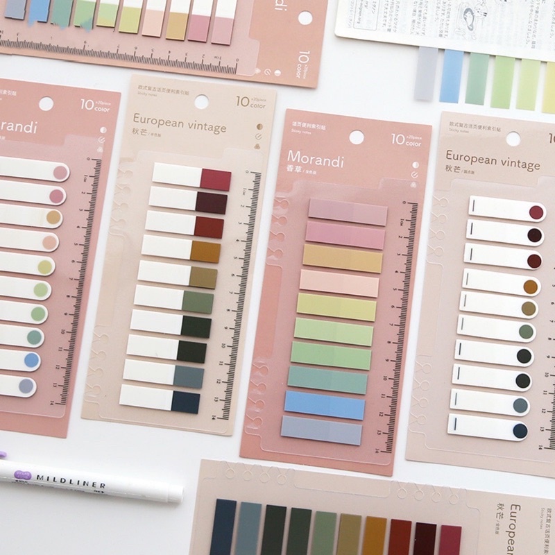 Oumi 200pcs Morandi Labeled Post-it Notes Index Sticker | Shopee ...