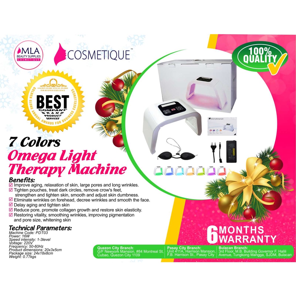 OMEGA PDT 7 Color Lights Facial LED Photon Therapy Facial Mask Machine ...