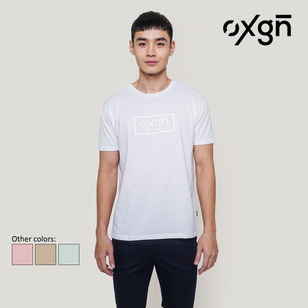 OXGN Logo Easy Fit T-Shirt With Special Print For Men (Blush/White/Sea ...
