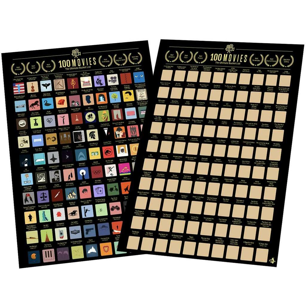 100 Movies Scratch Off Poster- Bucket List Poster Couple Gift a ...