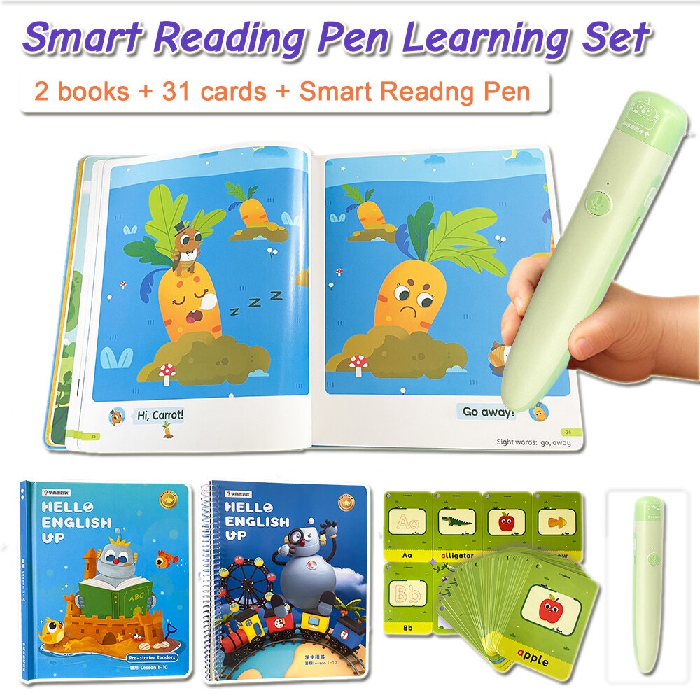 Talking English Books with Pen Flash Card Reading Pen Children Learning ...