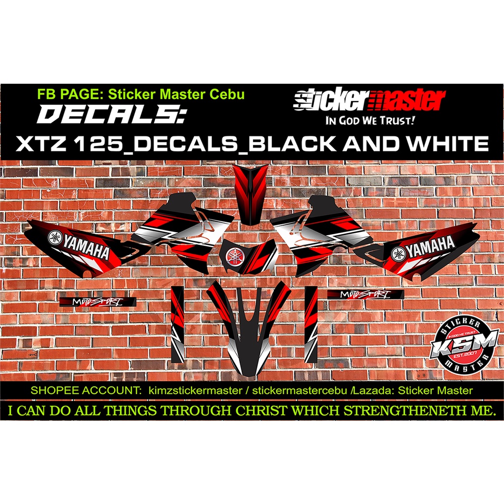 XTZ 125 FULL DECALS RED/BLACK CONCEPT | Shopee Philippines