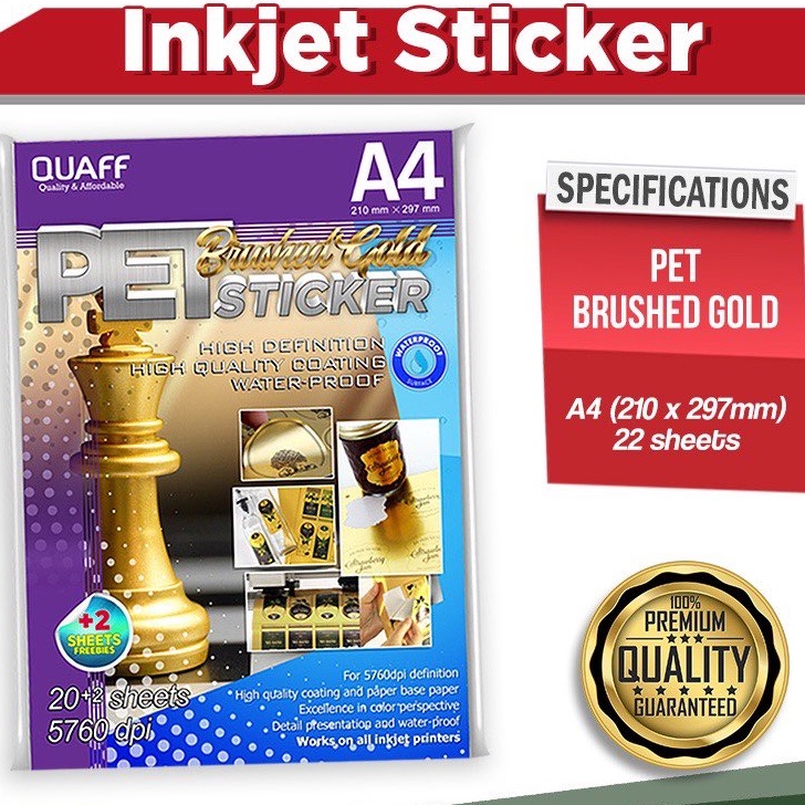 QUAFF Pet Sticker BRUSHED GOLD / PET Holographic / Label Stickers ...