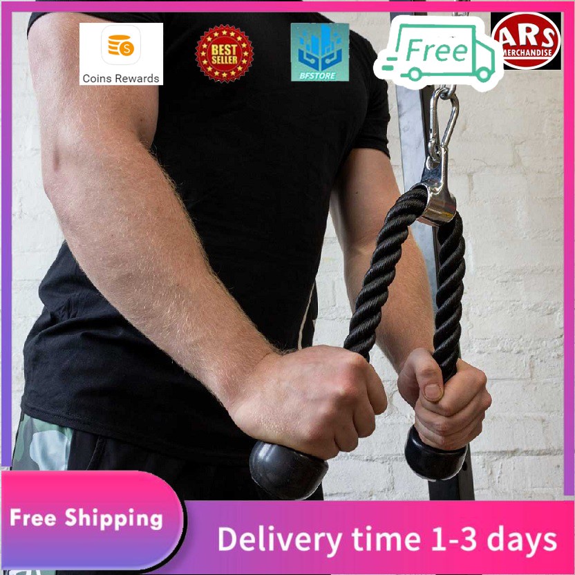 Tricep Rope Pull Down – 27-inch Rope Length, Easy to Grip & Non Slip ...