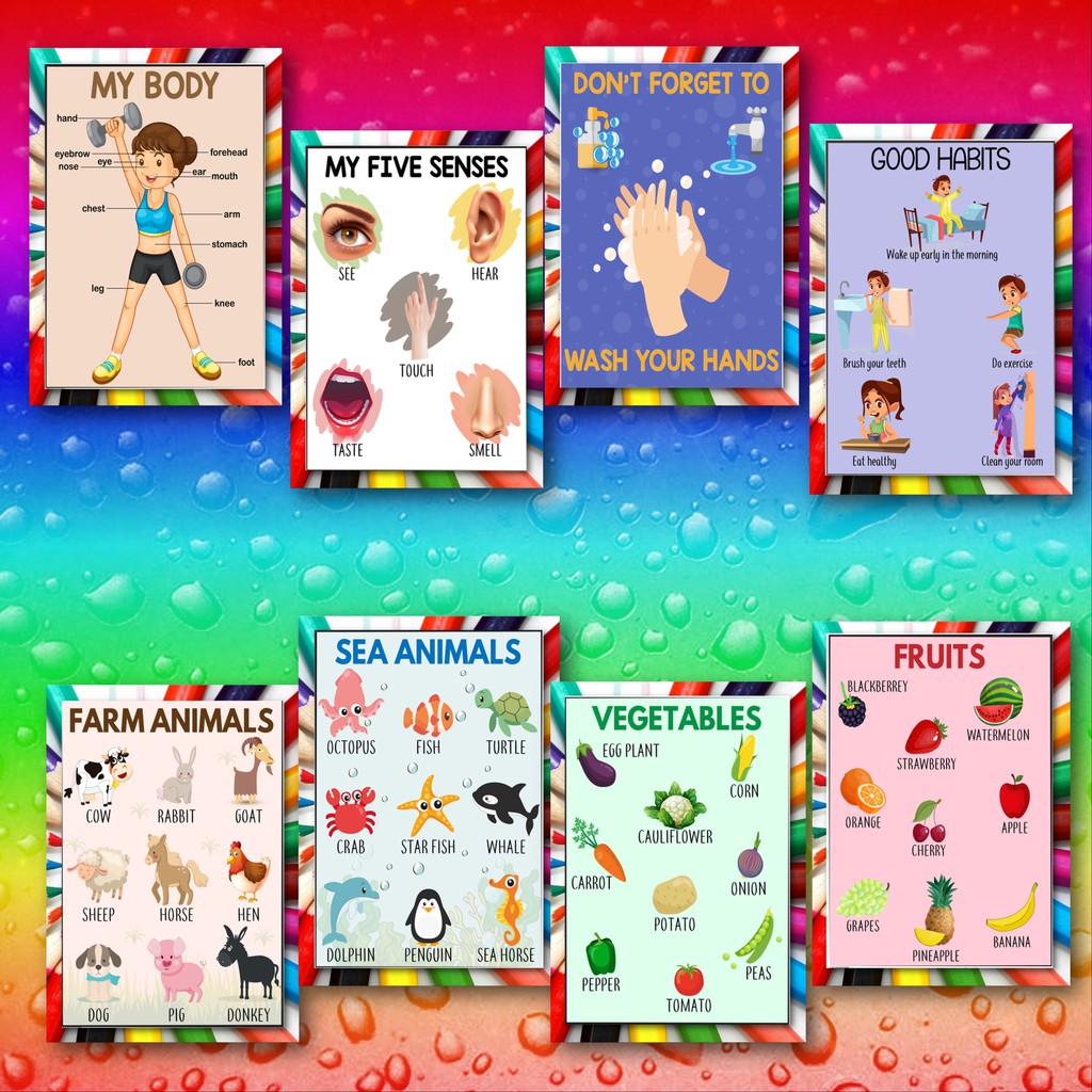 Kids Wall Chart Educational for kids learning chart laminated reusable ...