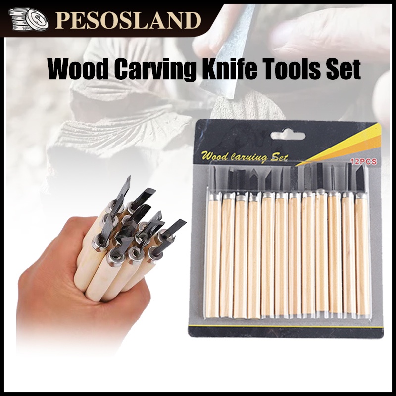 12Pcs Wood Carving Knife Kit Wood Carving Chisel Knife With Wood Handle ...