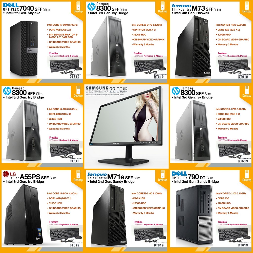 Branded 6th 4th 3rd 2nd Gen. Desktop and Samsung 22" Monitor | Shopee ...