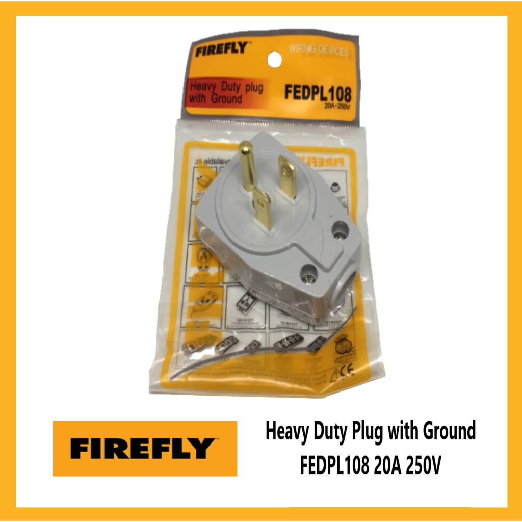 Firefly Heavy Duty Plug with Ground FEDPL108 20A 250V | Shopee Philippines