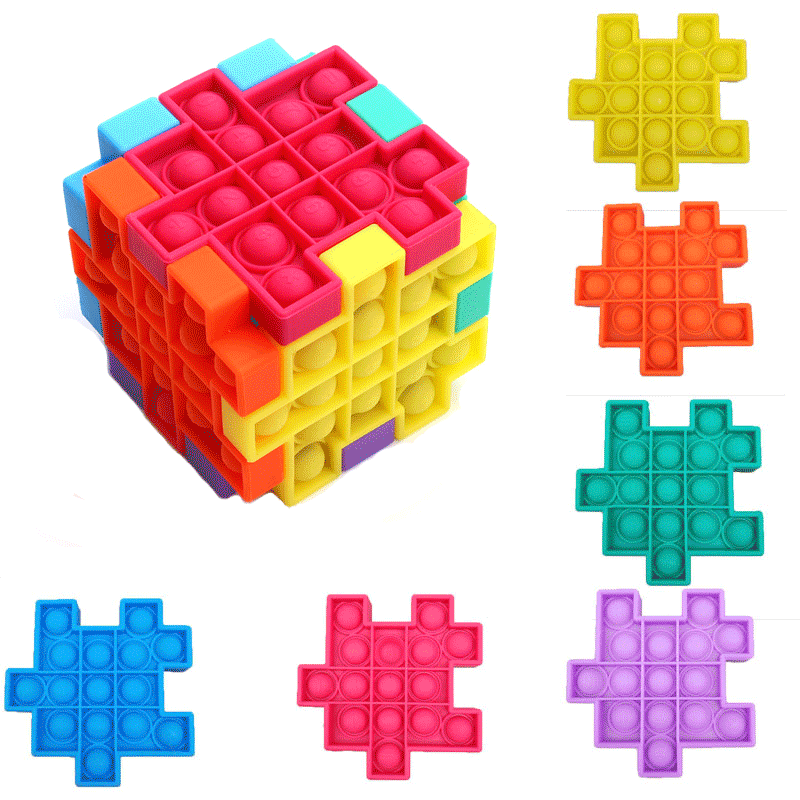 6pcs/set New Rainbow Pop It Cube Puzzle Toys Popit Anti Stress Reliever ...